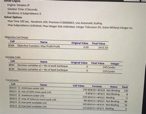 Solved Engine Simplex Lp Solution Time 0 Seconds