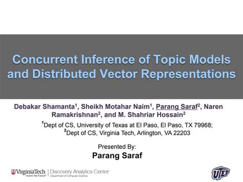 Slides Concurrent Inference Of Topic Models And Distributed Vector