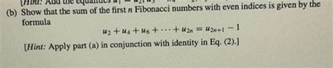 solved b show that the sum of the first n fibonacci