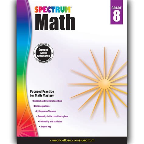 Math Workbook Grade 8 Paperback Cd 704568 Carson Dellosa