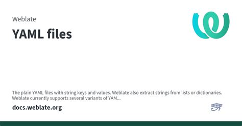 YAML Files Weblate Documentation