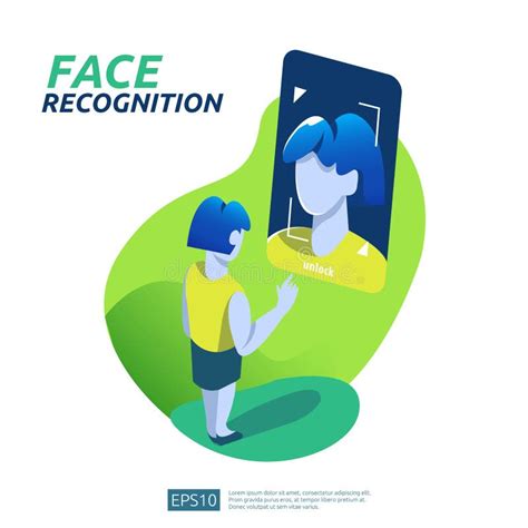 Face Recognition System Scanning On Smartphone Facial Biometric Data Identification Security