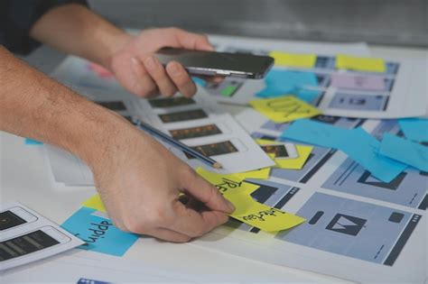 Premium Photo Ux Graphic Designer Creative Sketch Planning Application Process Development