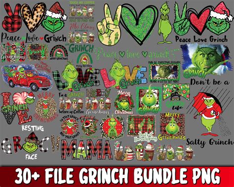 30 File Grinch Bundle Png Grinch Png Inspire Uplift