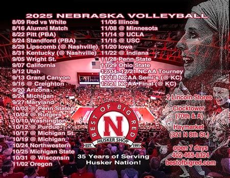 2025 Husker Volleyball Schedule Magnet