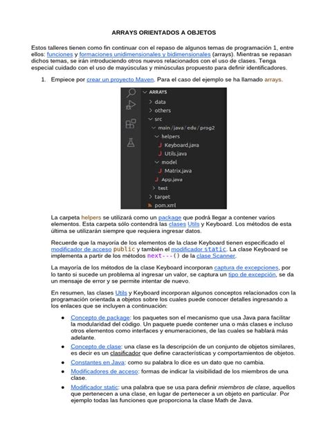 arrays orientados a objetos pdf objeto informática java