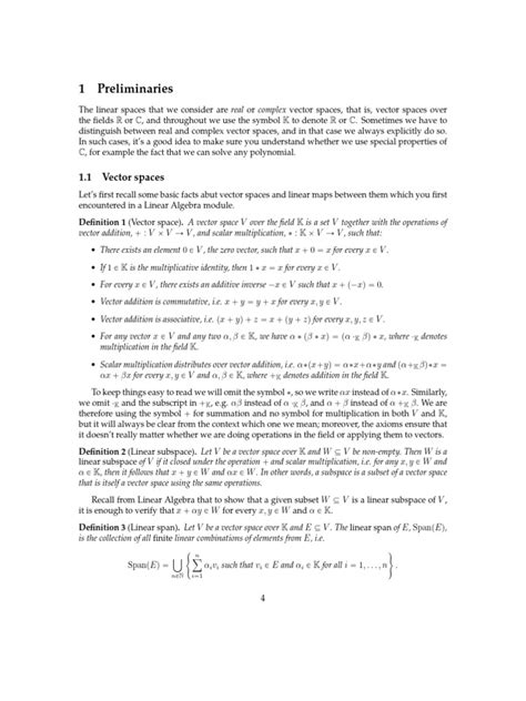 Preliminaries Pdf Basis Linear Algebra Vector Space