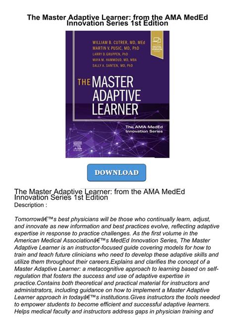 Pdf The Master Adaptive Learner From The Ama Meded Innovation Series 1st [pdf] Learners