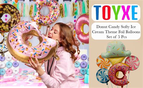 Toyxe Donut Candy Softy Ice Cream Theme Foil Balloons Set Of 5 Pcs Toys And Games