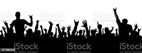 록 콘서트 실루엣입니다 파티에서 사람들의 군중입니다 쾌활 한 군중 실루엣입니다 사람들이 파티 박수를 보낸다 사람들에 대한 스톡 벡터 아트 및 기타 이미지 Istock