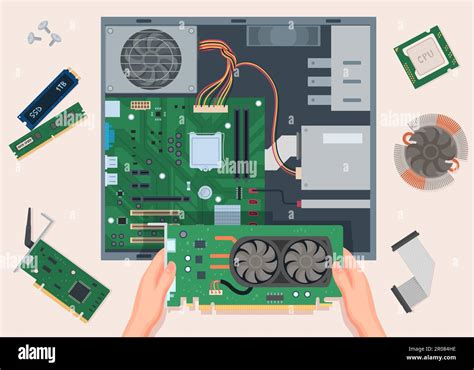 Pc Assembly Repair Service Make Making Pc Semiconductors Exact Vector Smart Components Stock