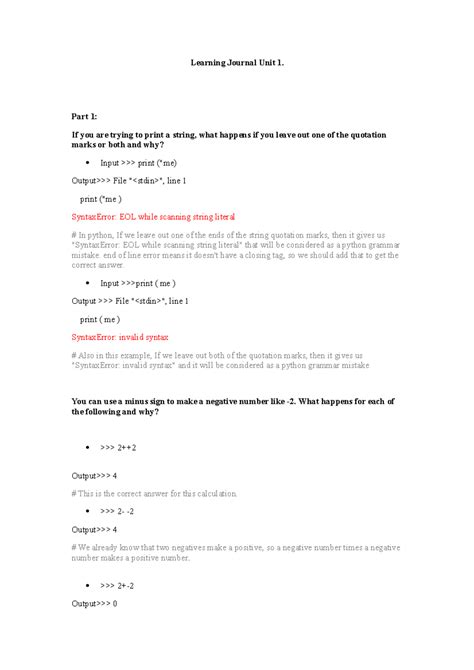 Cs 1101 Learning Journal Unit 1 Cs 1101 Learning Journal Unit 1