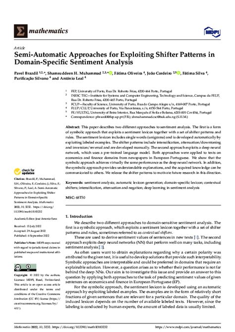 Pdf Semi Automatic Approaches For Exploiting Shifter Patterns In Domain Specific Sentiment