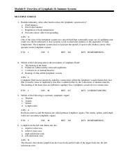 ANSWERS Module 9 Overview Of Lymphatic Immune Systems 1 Doc Module 9 Overview Of Lymphatic