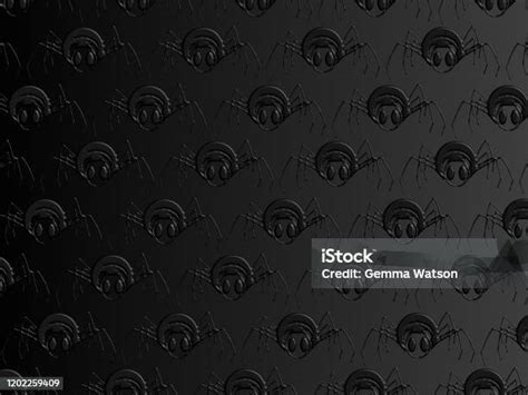 3d 거미 전구 전면 실루엣 반복 패턴 벽지 유령 터미널 접촉 눈 거미 표준 전구 모양의 글로브 합병 실루엣 검은 그라데이션 배경에 검은 색 엠보싱 텍스처 가공의 인물에