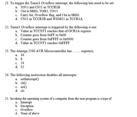 Solved 21 To Trigger The Timer1 Overflow Interrupt The