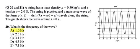 Solved Q 20 and 21 A string has a mass density μ 0 50 kg m Chegg com