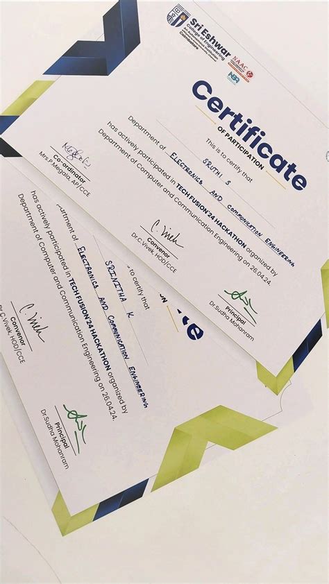 Srinitha Karuppusamy On Linkedin Sharing My Participation Certificate From The Tech Fusion