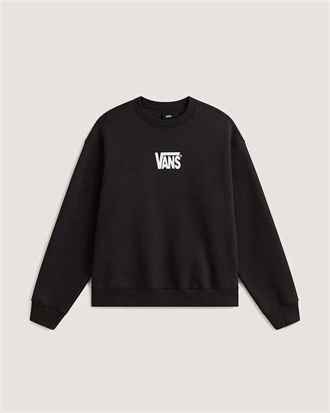 Stretch Logo Crew Sweatshirt In Black Vans Uk