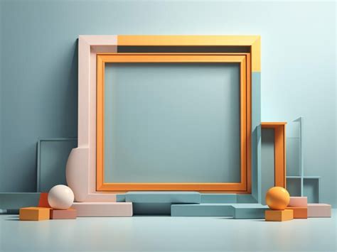 Premium Photo Minimal Design Frame Simple Rectangle 3d Rendering
