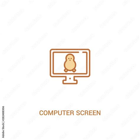Computer Screen Linux Concept 2 Colored Icon Simple Line Element Illustration Outline Brown