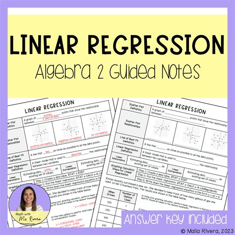 Linear Regression Guided Notes For Algebra 2 Made By Teachers