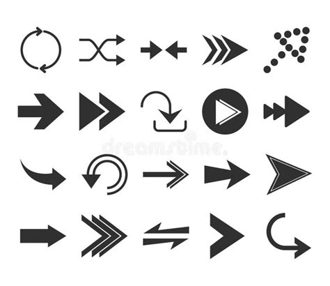 Arrows Direction Guide Cursor Web Navigation Icons Set Silhouette Style