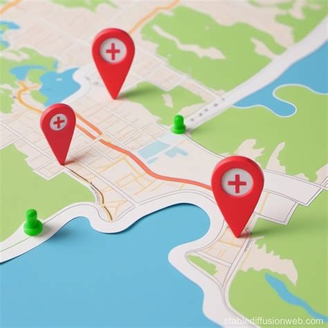 Map With Various Location Symbols Stable Diffusion Online