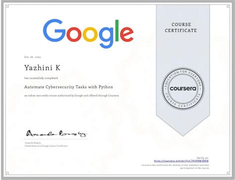 Yazhini K On Linkedin Cybersecurity Python Automation Coursera