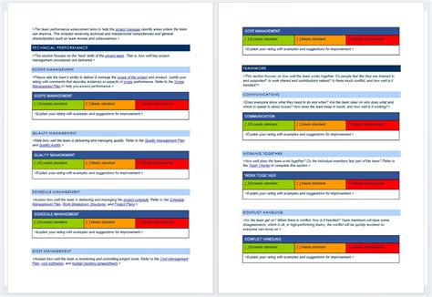 Project Team Performance Assessment Template Free Download