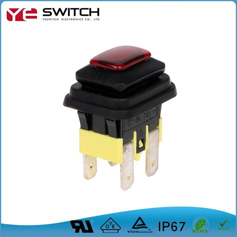16A 125 250VAC Momentary Lock Illuminated Push Button Switch With UL ENEC Certificate Anti
