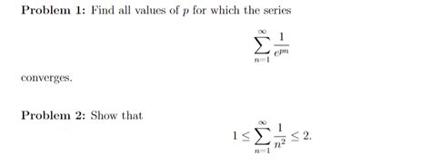 solved problem 1 find all values of p for which the series