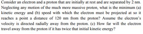 Solved Consider An Electron And A Proton That Are Initially Chegg Com