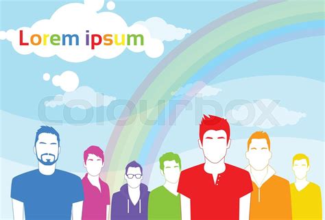 Same Sex Gay Man People Group Colorful Silhouettes Stock Vector Colourbox