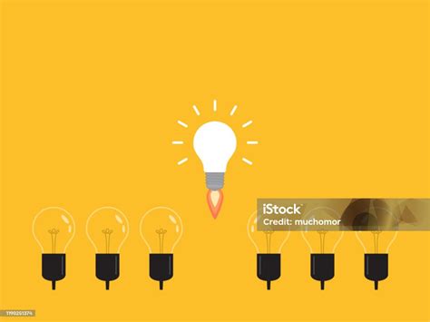 군중에서 눈에 띄는 다르게 생각 전구의 그래픽은 비즈니스 개념을 나타냅니다 새로운 아이디어 변화 트렌드 용기 창조적 인 솔루션 혁신과 독특한 방법 개념 돋보이는에 대한 스톡