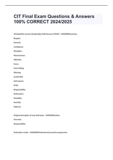 Cit Final Exam Questions And Answers 100 Correct 2024 2025 Cit Stuvia Us