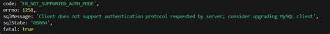 er not supported auth mode errno 1251 사용자 권한요류