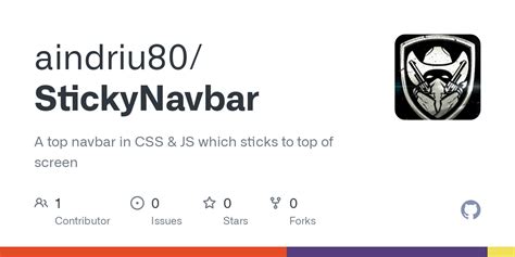 Github Aindriu Stickynavbar A Top Navbar In Css Js Which Sticks