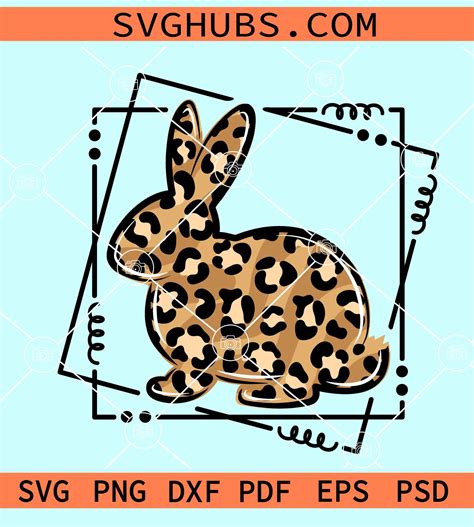 Leopard Print Bunny Square Frame Svg Leopard Print Bunny Svg Square