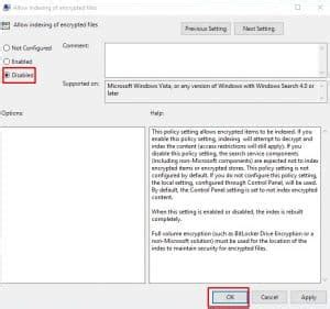 How To Disable Encrypted File Indexing In Windows