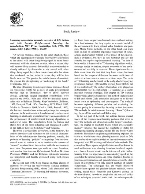 Neural Networks 2000 Jan Vol 13 Iss 1 Rpn Rao Reinforcement