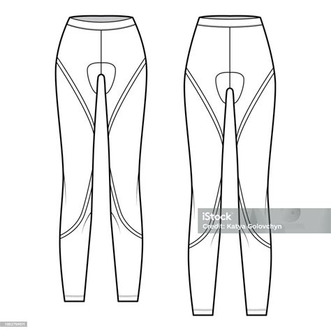 사이클링 팬츠 레깅스 팬츠 테크니컬 패션 일러스트와 일반 로우 웨이스트 하이 라이즈 풀 길이 플랫 0명에 대한 스톡 벡터 아트 및 기타 이미지 Istock