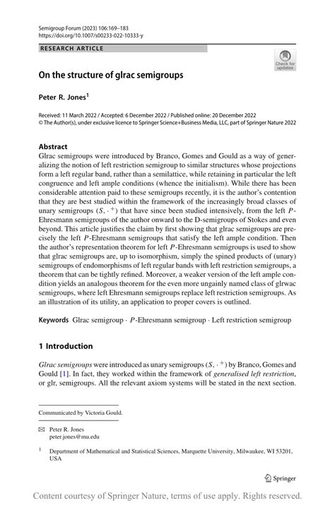 On The Structure Of Glrac Semigroups