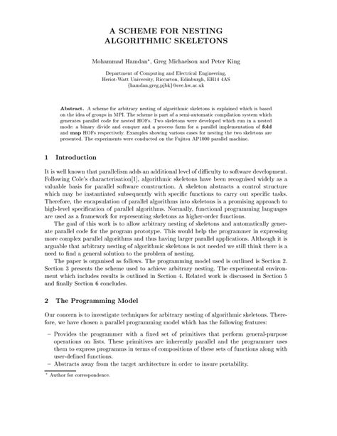 Pdf A Scheme For Nesting Algorithmic Skeletons