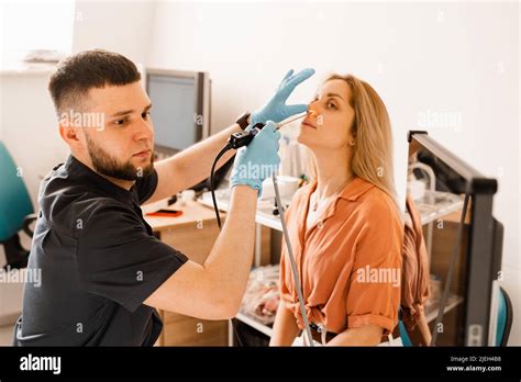 Nose Endoscopy Rhinoscopy Procedure With Rhinoscope Ent Doctor