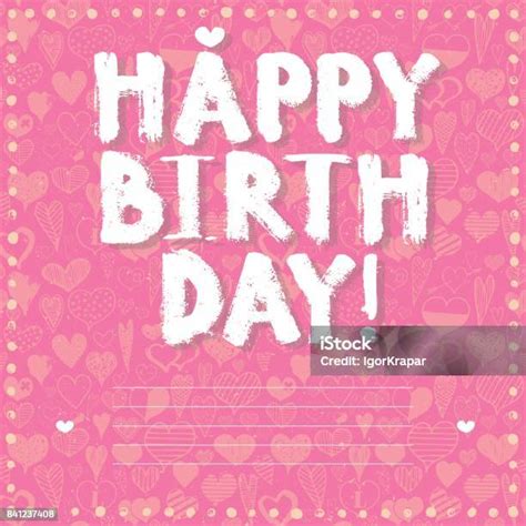 손에 선물 카드 디자인에 대 한 완벽 한 하트 배경 그리기에 행복 한 생일 비문 텍스트 기념일에 대한 스톡 벡터 아트 및 기타 이미지 기념일 낮 놀라움 Istock