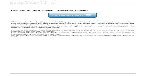 Gce Maths 2001 Paper 1 Marking Scheme Maths 2001 Paper 1 Marking Scheme