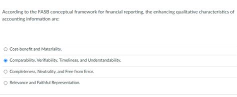 Solved According To The Fasb Conceptual Framework For