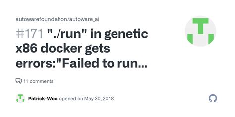 Run In Genetic X86 Docker Gets Errorsfailed To Run Homeautoware