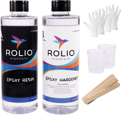 Rolio Epoxy Resin And Hardener 32 Oz Kit Crystal Clear Glossy Uv